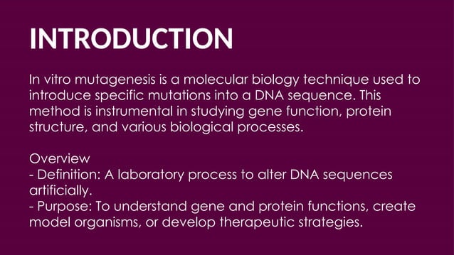 Mutagenesis - A powerful tool in molecular biology | PPT