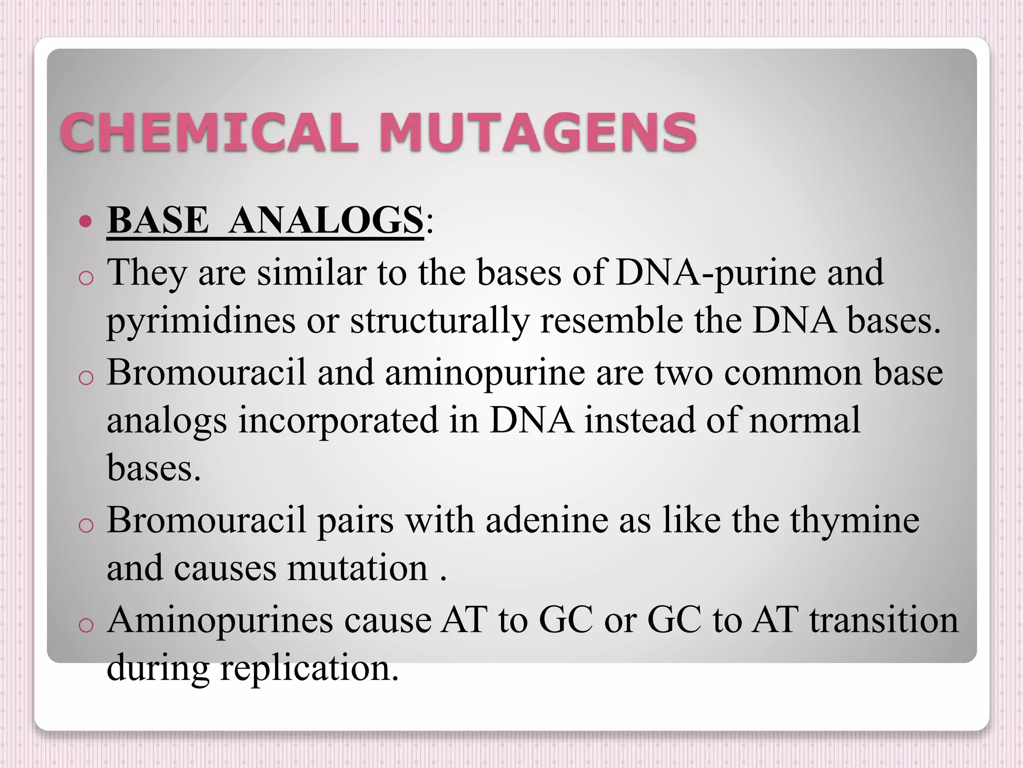 Mutagens, types of mutations | PPTX
