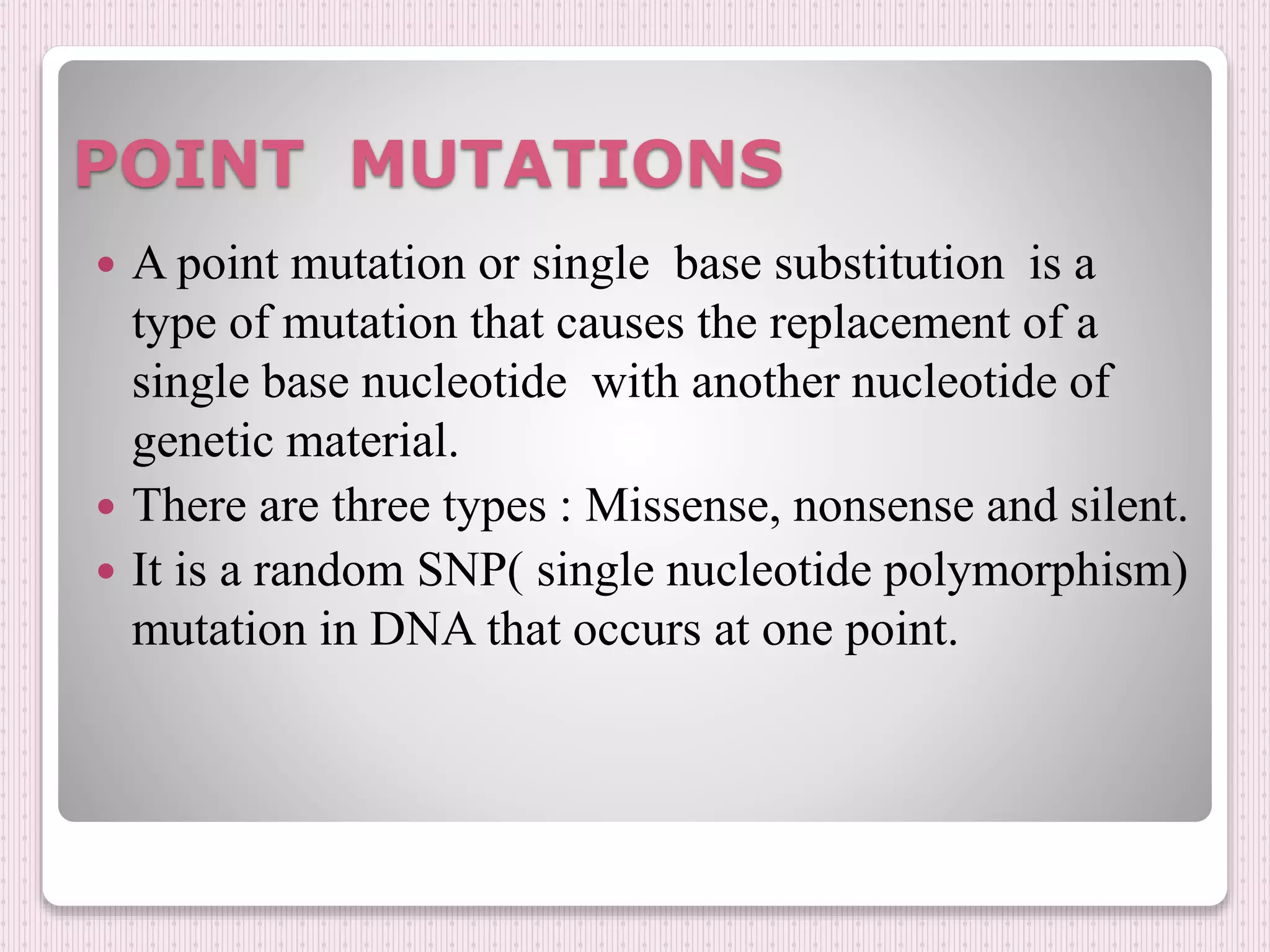 Mutagens, types of mutations | PPTX