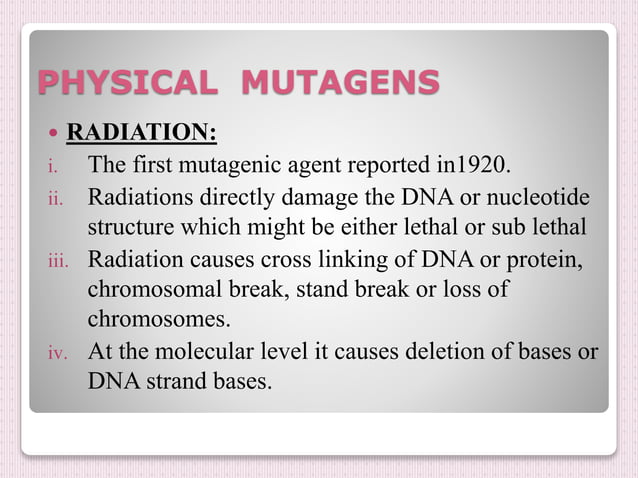 Mutagens, types of mutations | PPTX | Chemistry | Science