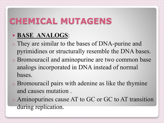 Mutagens, types of mutations | PPTX | Chemistry | Science