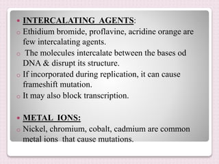 Mutagens, types of mutations | PPTX