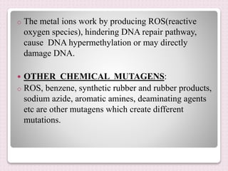 Mutagens, types of mutations | PPTX