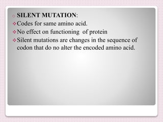 Mutagens, types of mutations | PPTX
