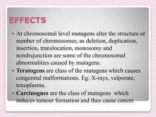 Mutagens, types of mutations | PPTX