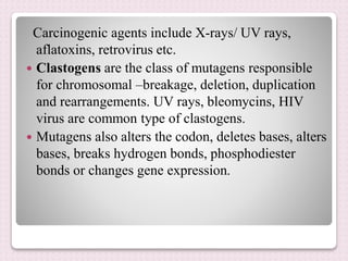 Mutagens, types of mutations | PPTX