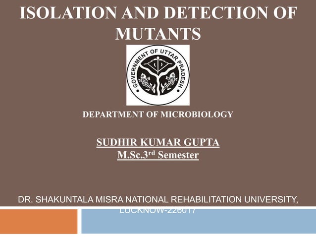 ISOLATION AND DETECTION OF MUTANTS | PPTX | Chemistry | Science