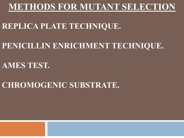 ISOLATION AND DETECTION OF MUTANTS | PPTX | Chemistry | Science