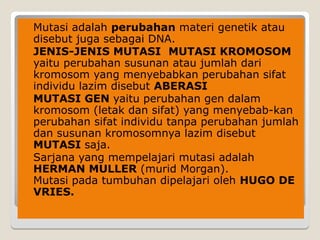 Mutasi, Pengertian, Penyebab, Jenis, dan Contoh | PPT