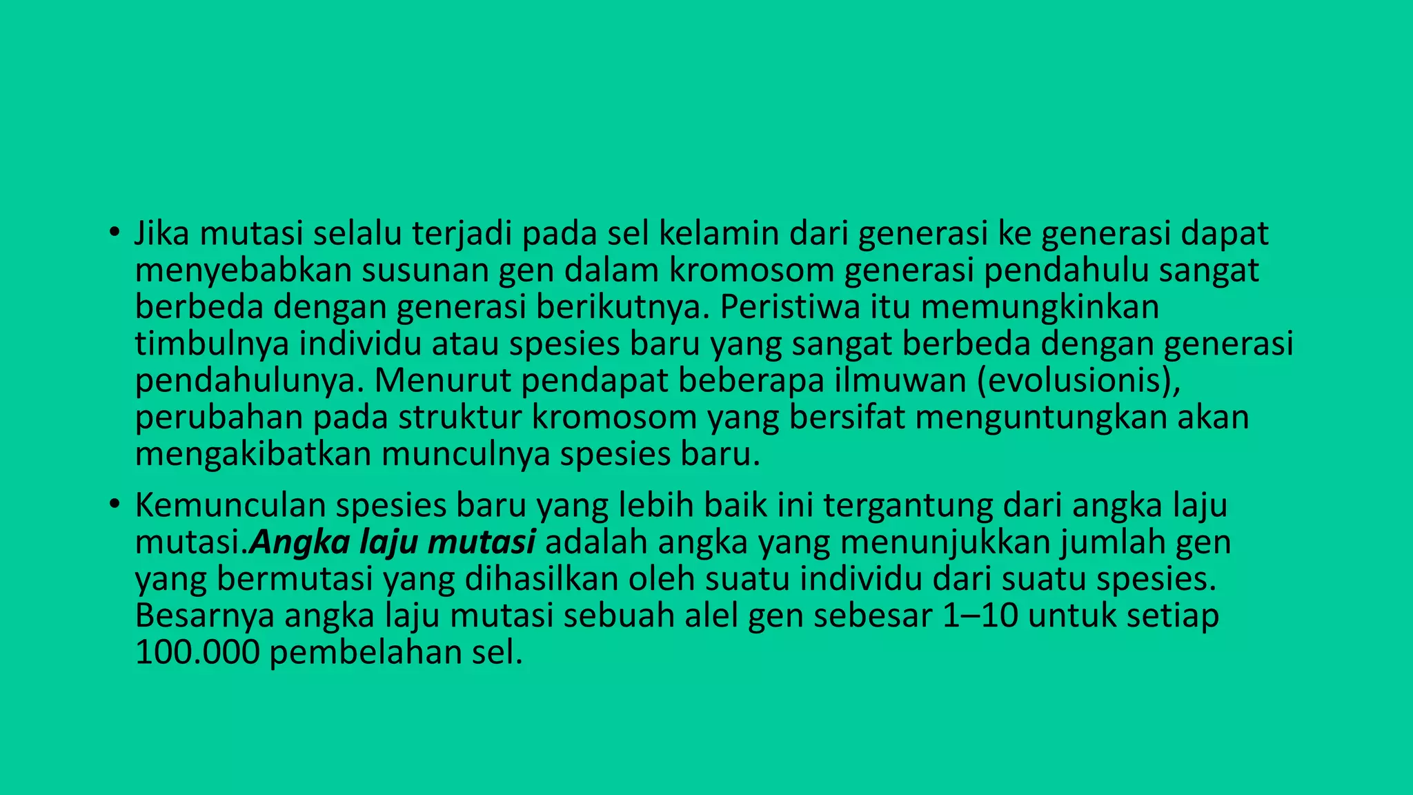 Powerpoint Mutasi dalam mekanisme evolusi manusia biologi SMA | PPTX