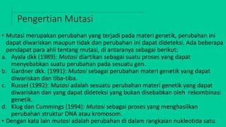 Powerpoint Mutasi dalam mekanisme evolusi manusia biologi SMA | PPTX