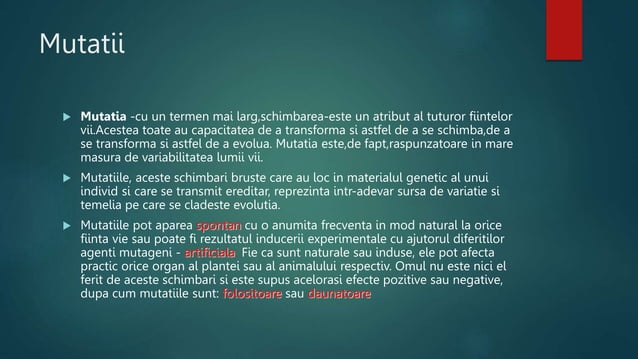 Mutatiile genetice anomalii genice si cromozomiale | PPTX