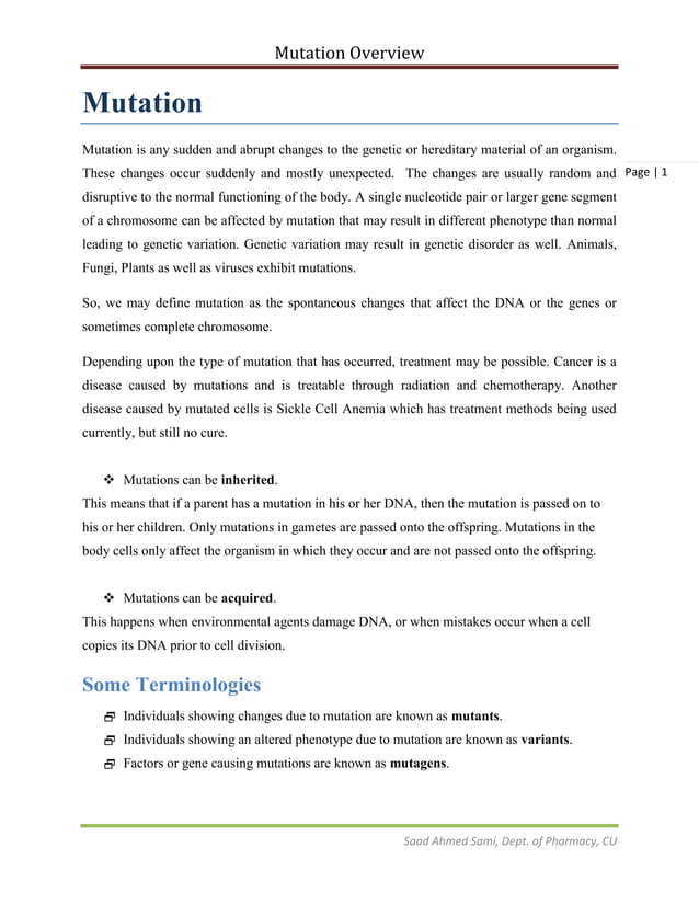 Mutation | PDF