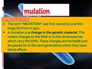 MUTATION,CHROMOSOMAL MUTATION &GENE MUTATION | PPTX