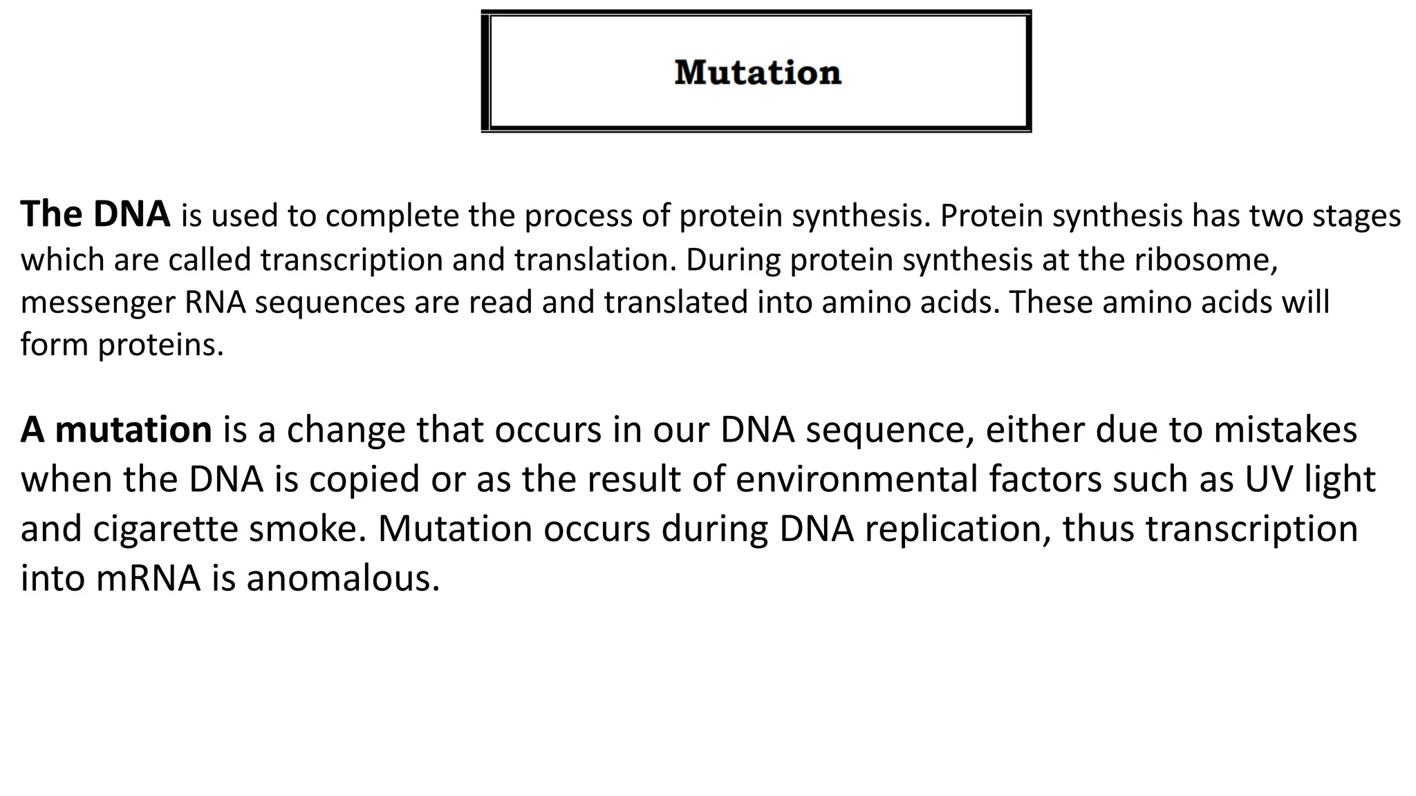 MUTATION.pptx learn different ways of mutation how does it happen | PPT