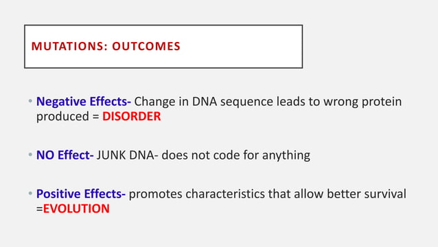 Mutation , its types andprinciples relating to the effects of gene ...