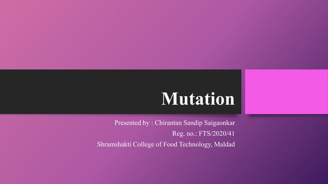 Mutation (General microbiology and Life sciencs) | PPTX | Genetics ...