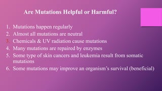 Mutation (General microbiology and Life sciencs) | PPTX | Genetics ...