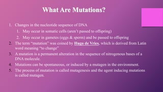 Mutation (General microbiology and Life sciencs) | PPTX | Genetics ...