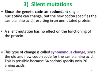 Mutation and DNA repair mechanism | PPTX