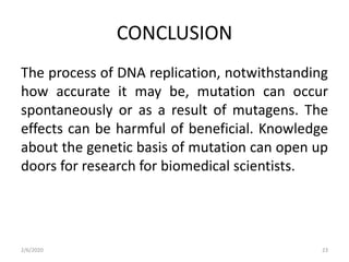 Mutation and mutagens | PPTX
