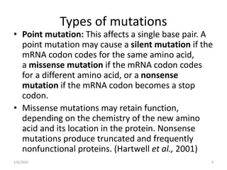 Mutation and mutagens | PPTX