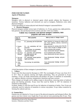 Mutation and their Types # Spontaneous Mutation# Induced Mutation | PDF