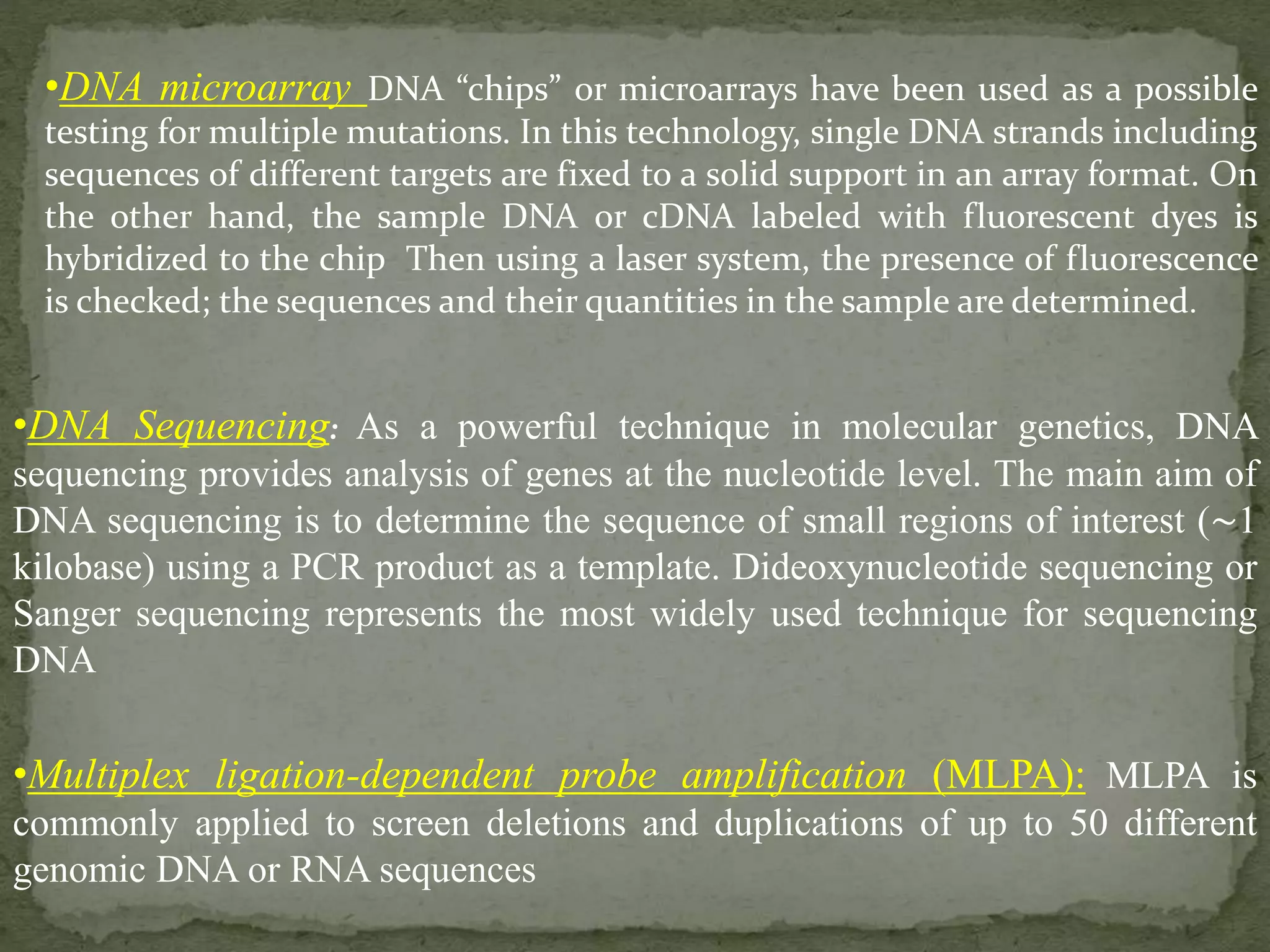 Mutation detection methods in genetic disorders | PPTX