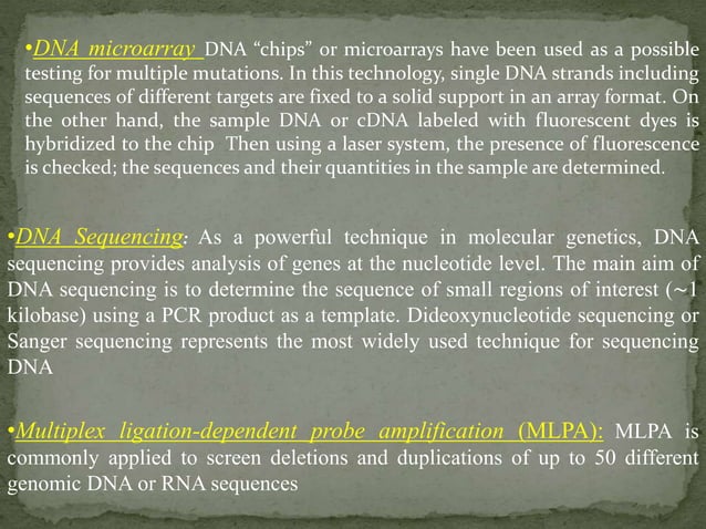 Mutation detection methods in genetic disorders | PPTX