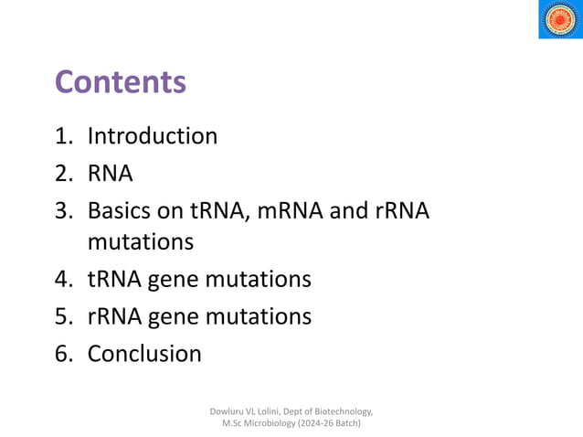 "Genetic Mutations in tRNA and rRNA: Unveiling Cellular Secrets | PPT