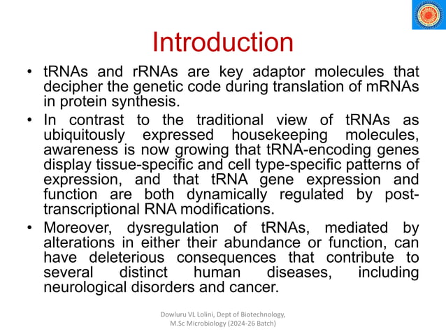 "Genetic Mutations in tRNA and rRNA: Unveiling Cellular Secrets | PPT