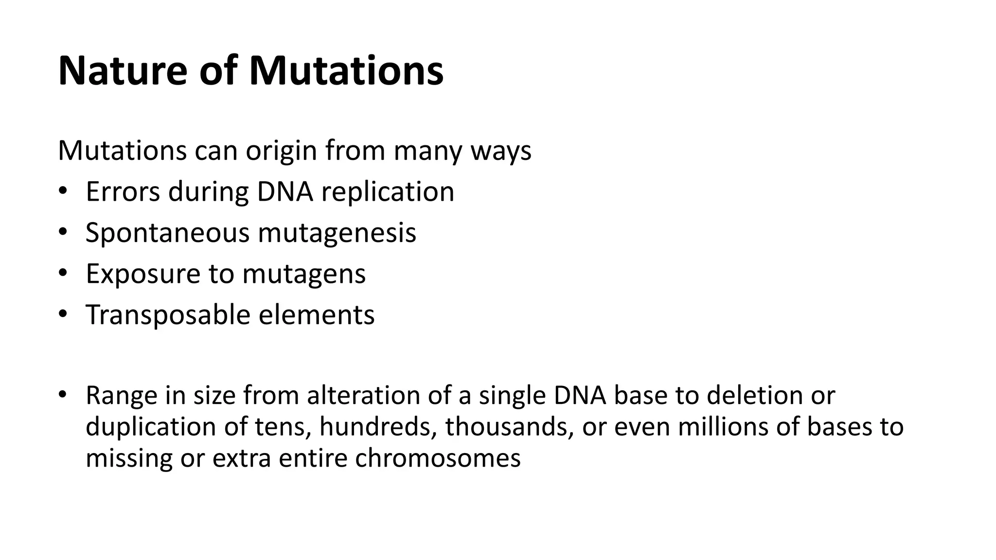 Nature and types of (DNA) mutations | PPTX