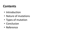 Nature and types of (DNA) mutations | PPTX