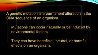 Mutations and disorder a presentation about mutation | PPT