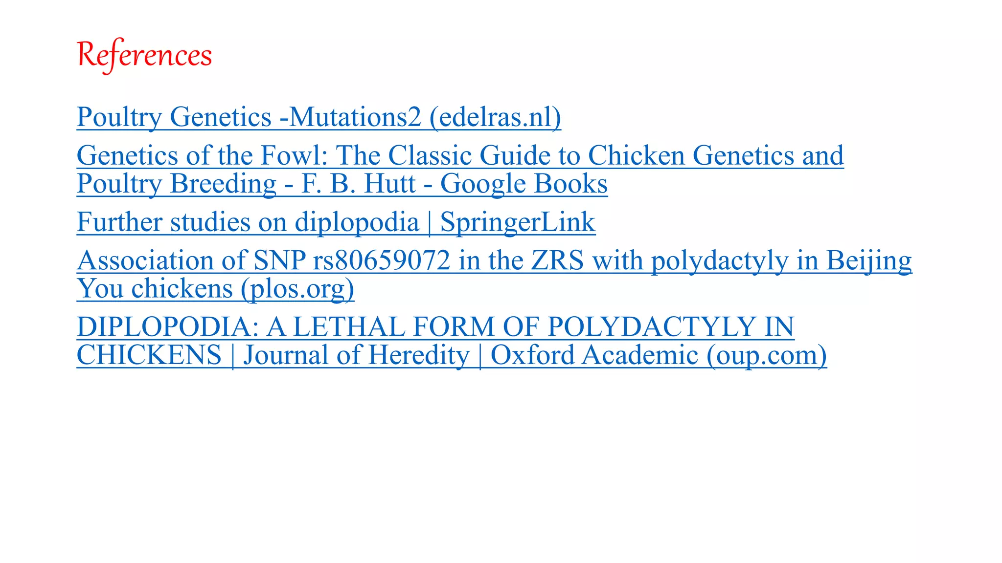 Mutations and major variants of skeleton in chicken | PPTX