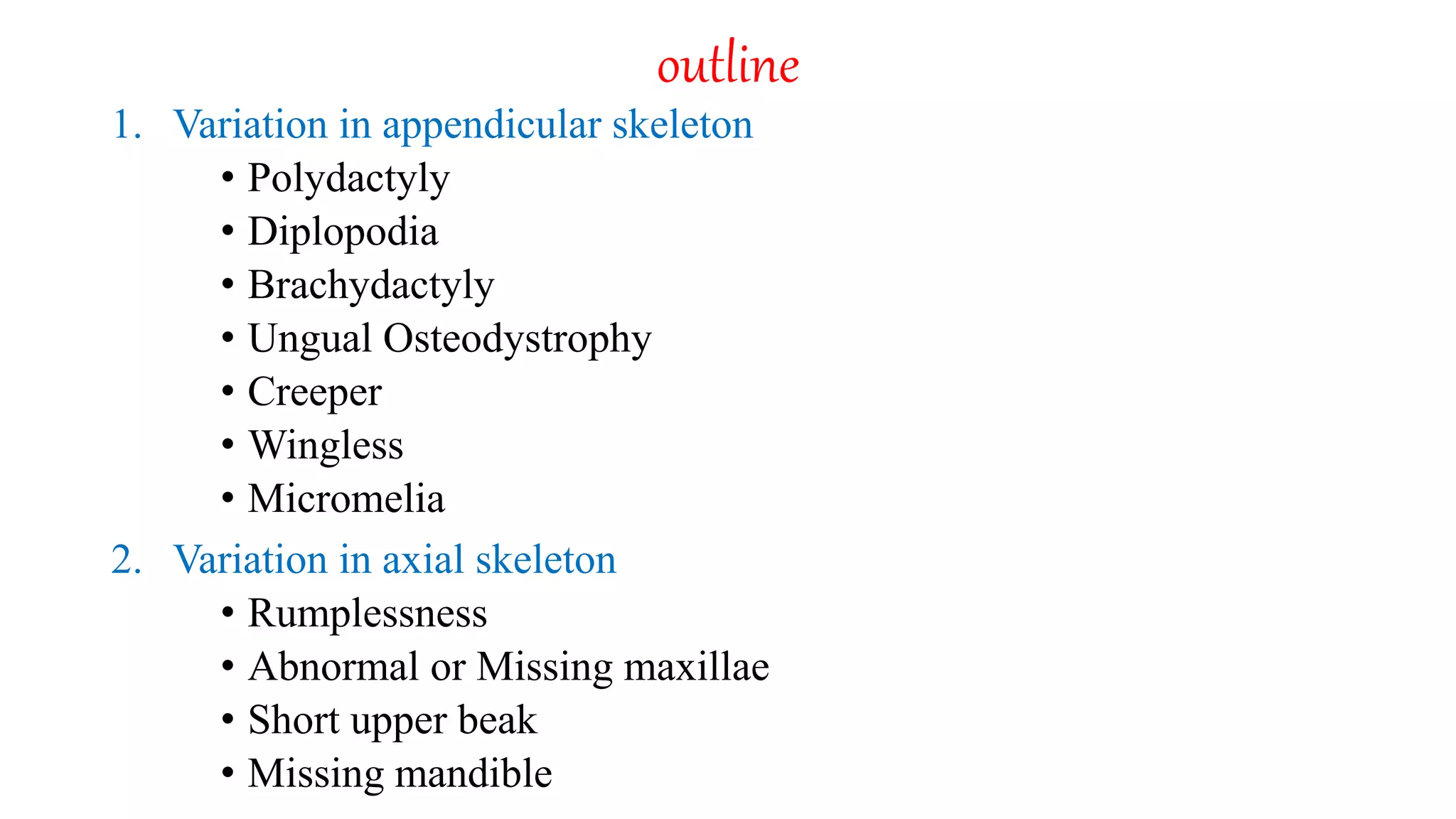 Mutations and major variants of skeleton in chicken | PPTX