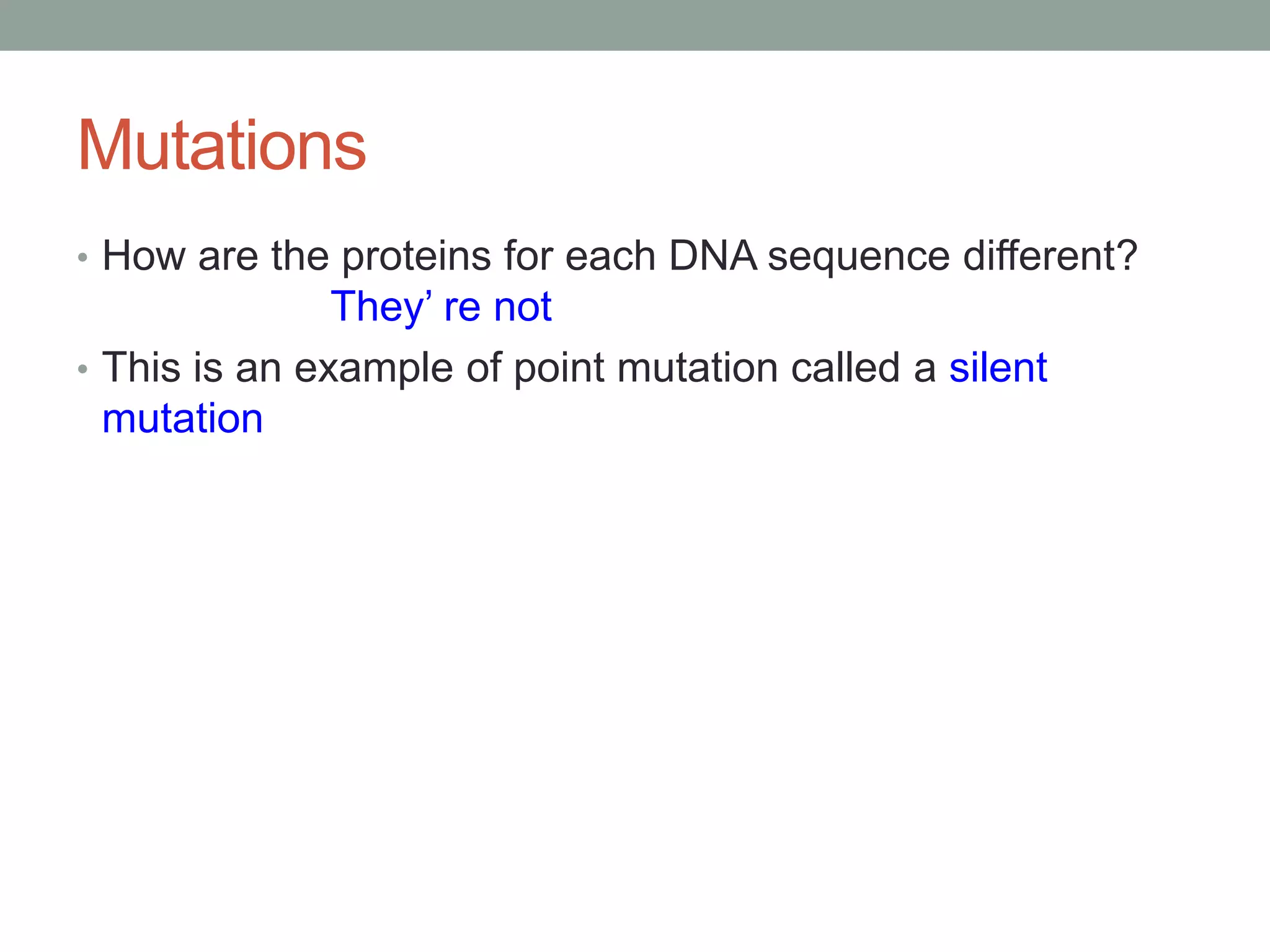 Mutations and Proteins slide | PPT