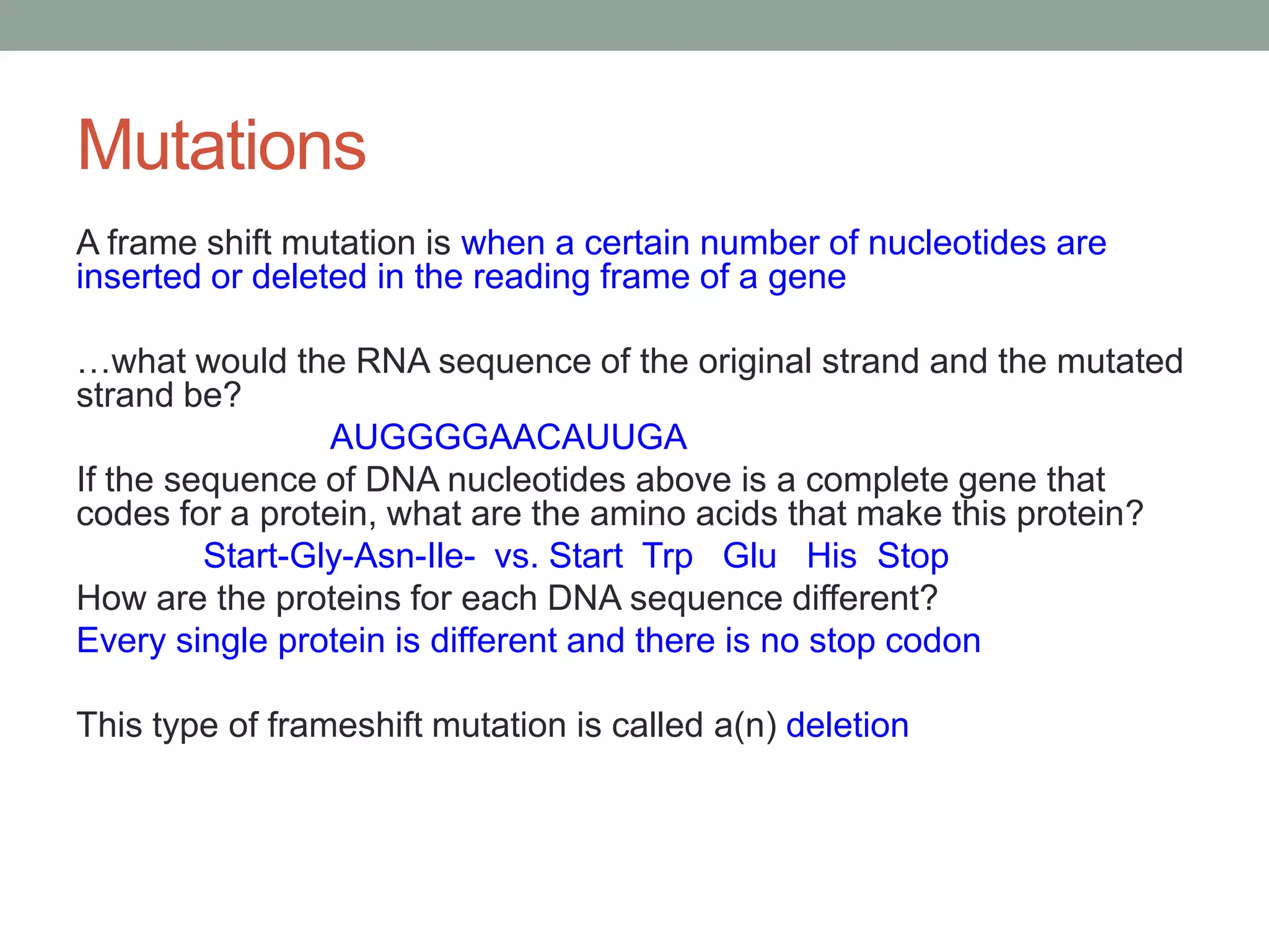 Mutations and Proteins slide | PPT