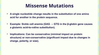 Mutations in Protein-Coding Genes: Mechanisms and Implications | PPTX