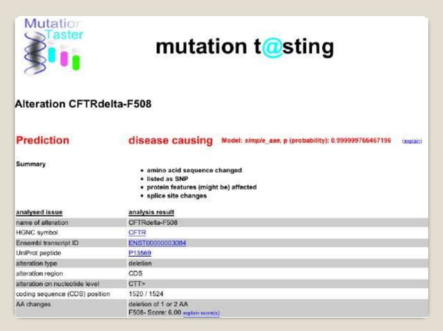 Mutation Taster Ppt Ppt