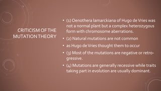 Hugo De Vries Mutation Theory