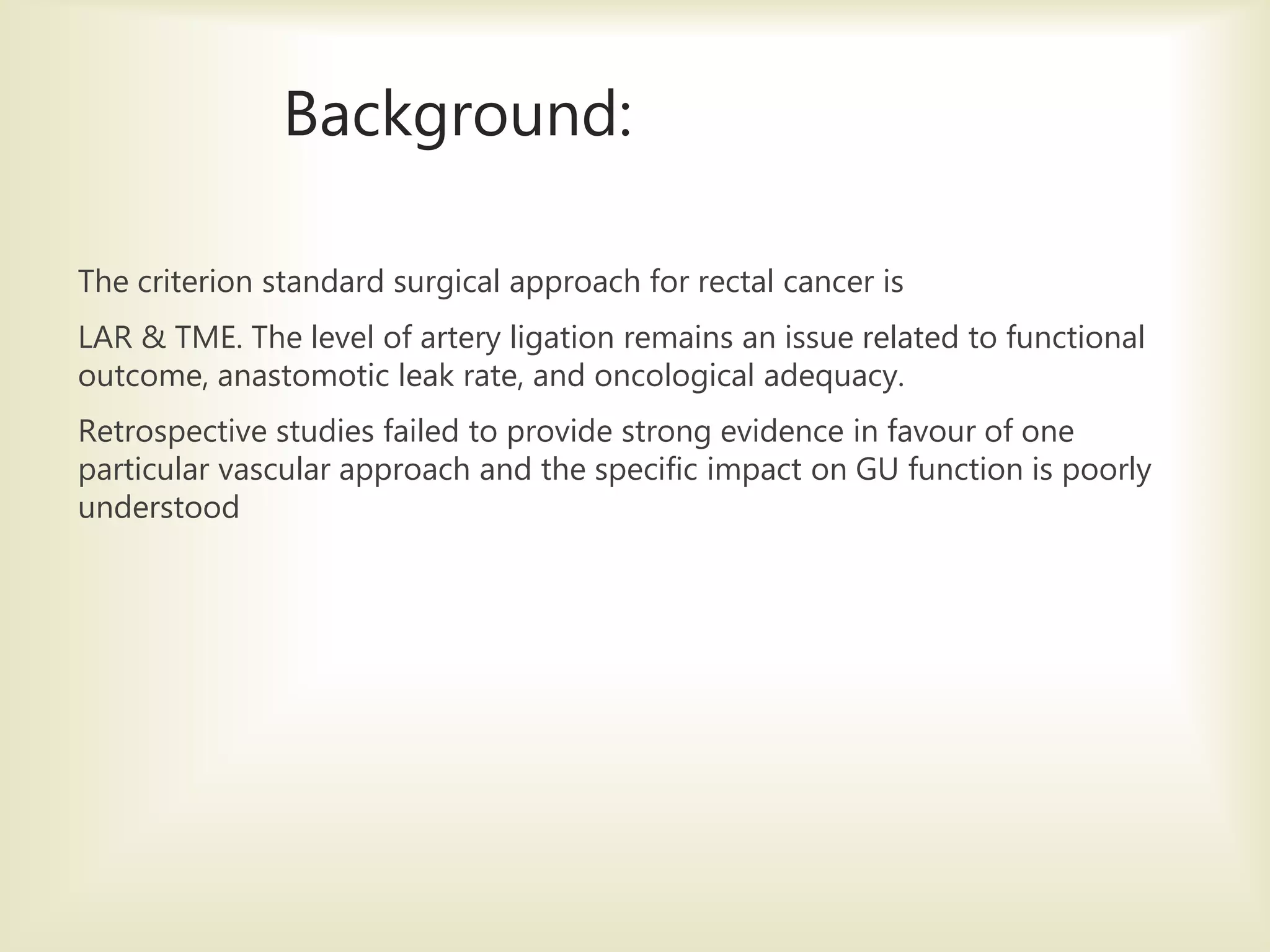 Low Ligation of Inferior Mesenteric Artery in Laparoscopic Anterior ...