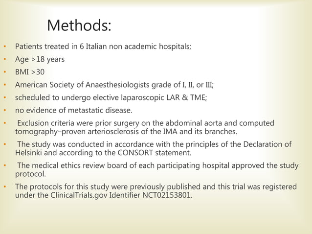 Low Ligation of Inferior Mesenteric Artery in Laparoscopic Anterior ...