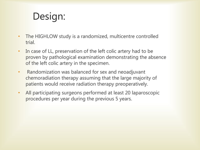 Low Ligation of Inferior Mesenteric Artery in Laparoscopic Anterior ...