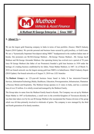 Muthoot finance MBA project | PDF