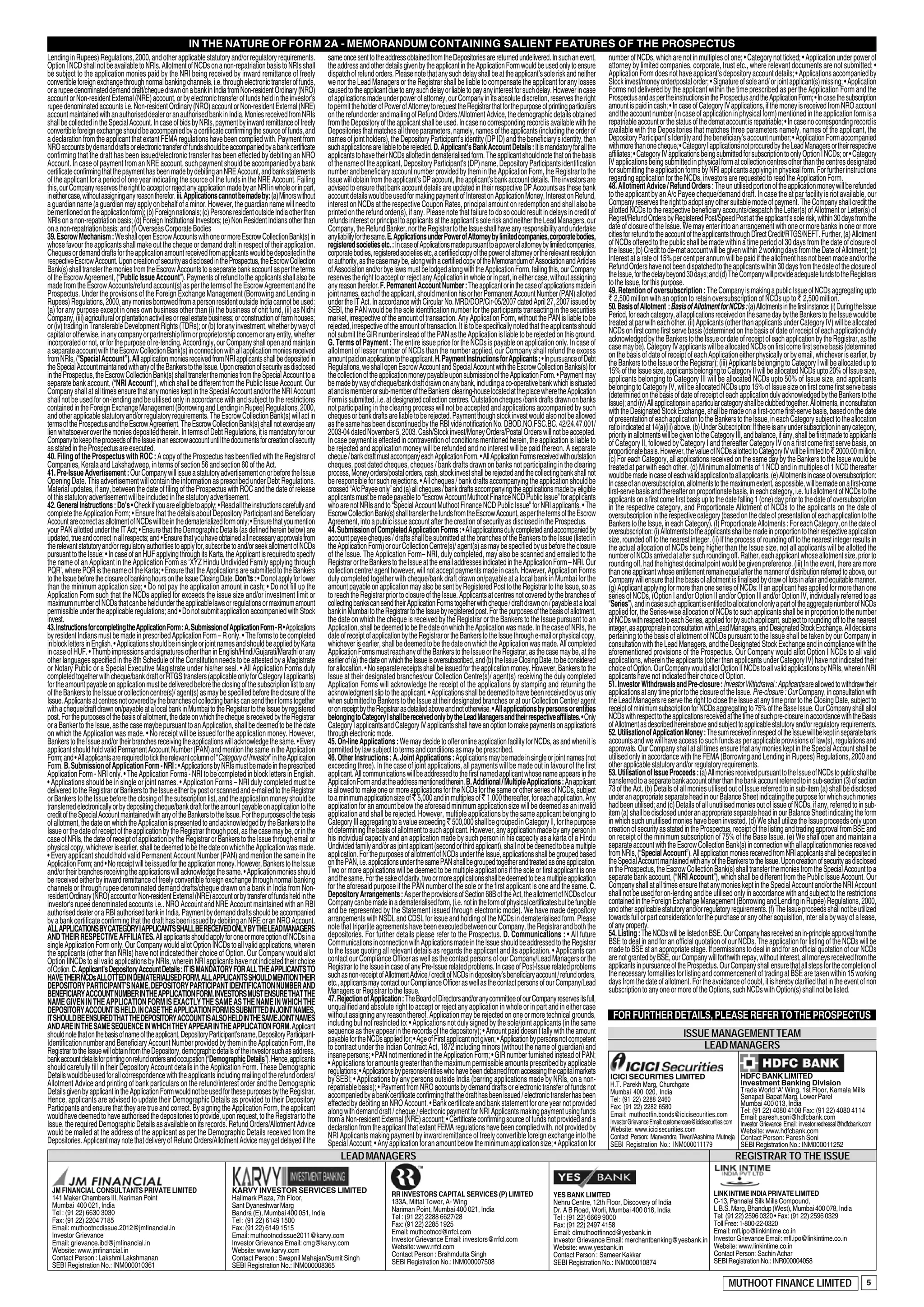 Muthoot finance ncd application form mar 2012 | PDF