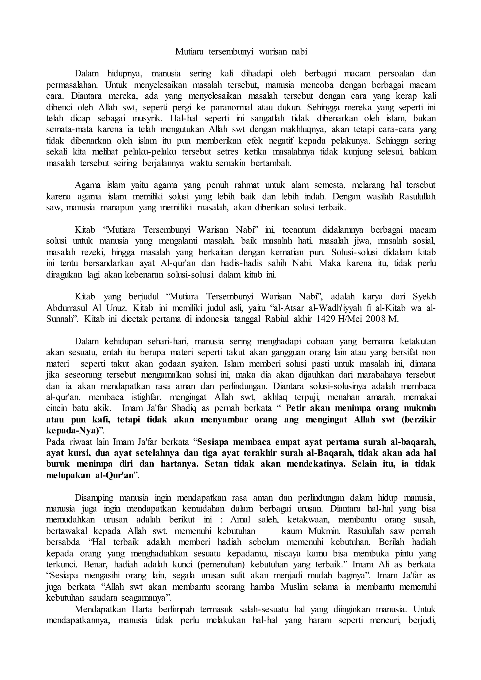 Mutiara tersembunyi warisan nabi | DOCX