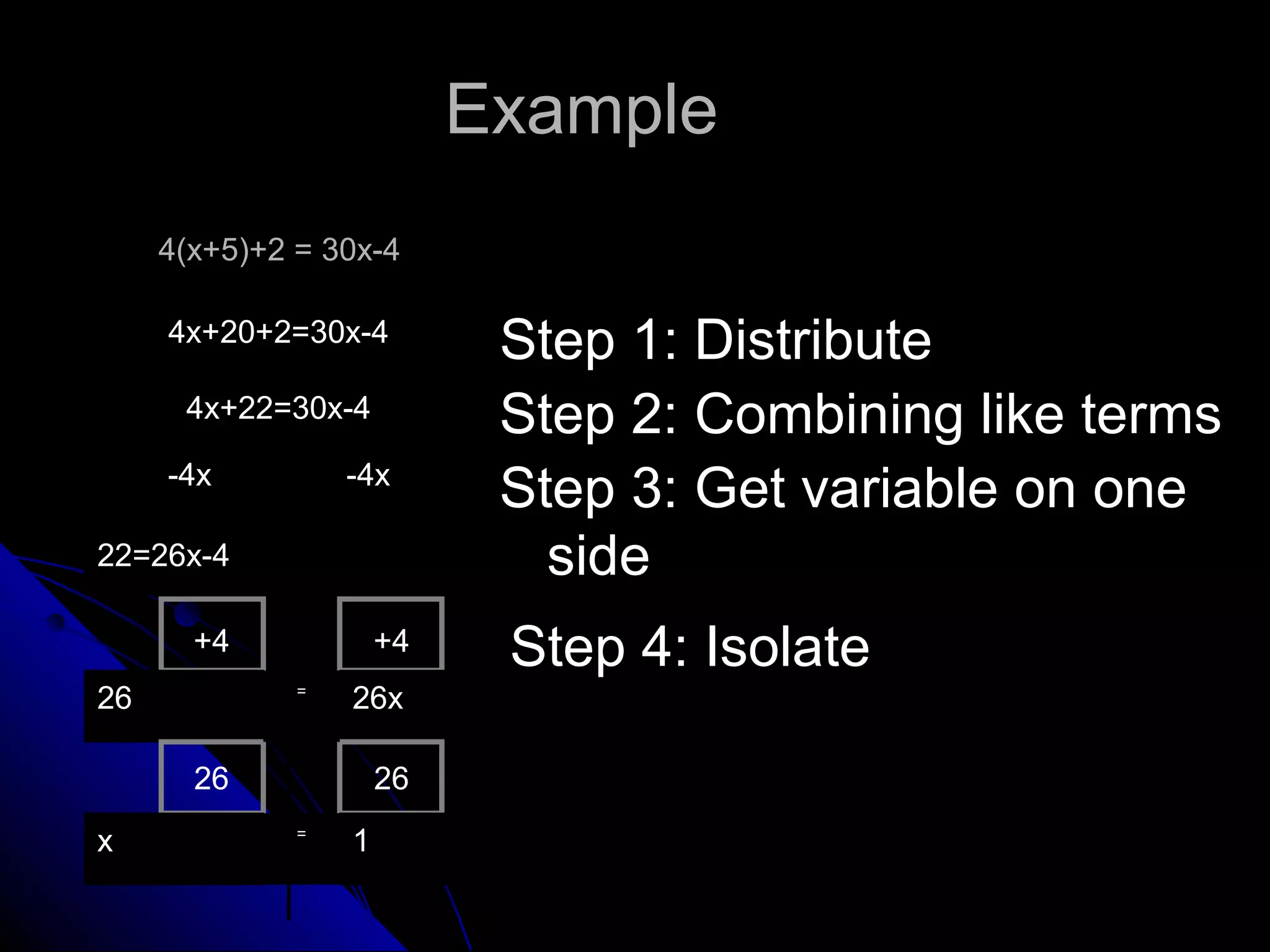 Muti Step Equation Power Point Ppt