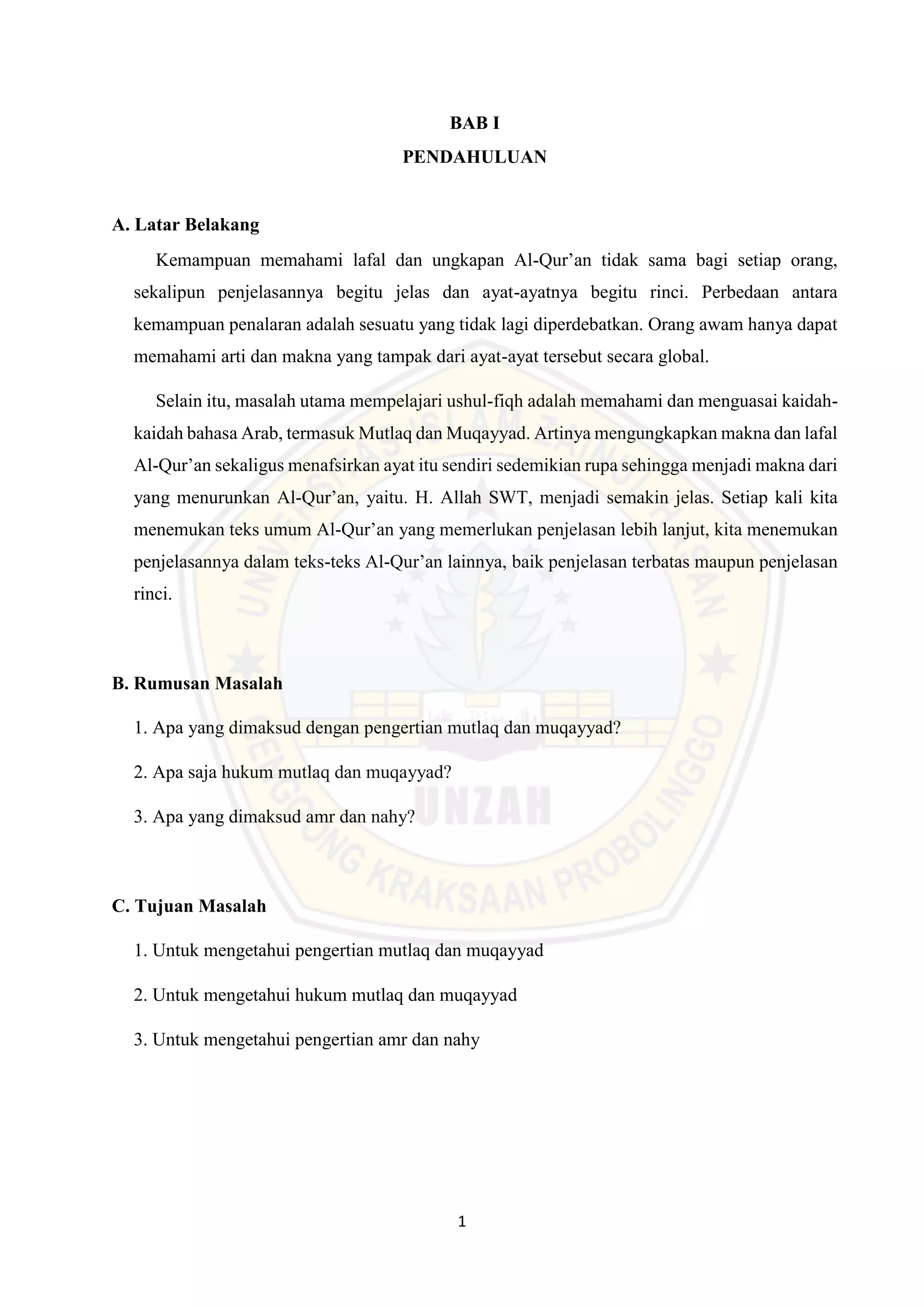 Mutlaq dan Muqayyad, Amr dan Nahy.pdf