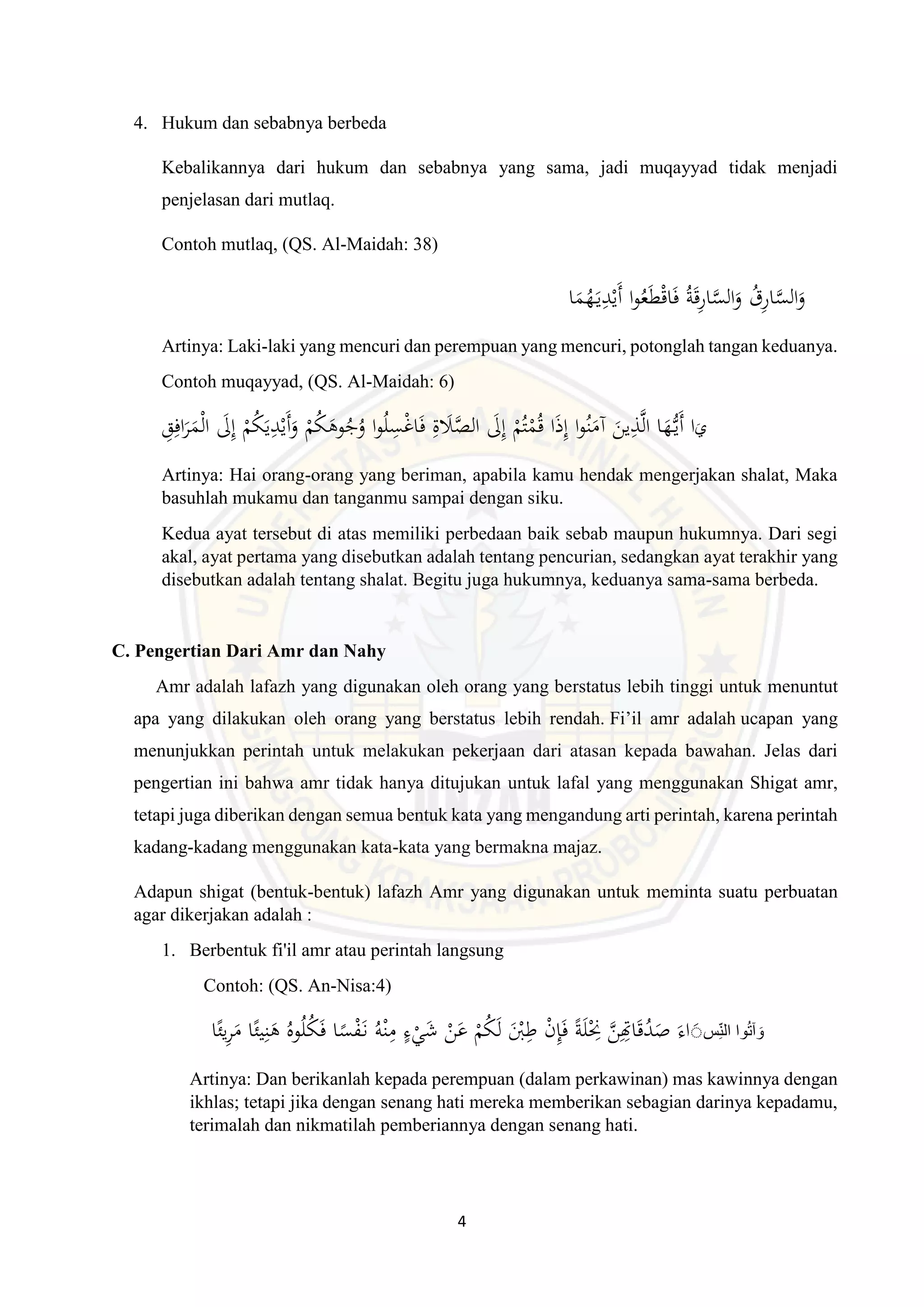 Mutlaq dan Muqayyad, Amr dan Nahy.pdf
